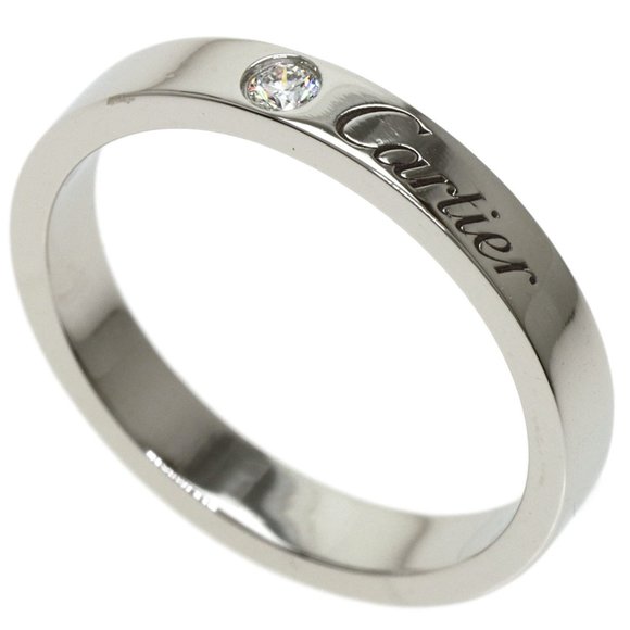 Cartier | Jewelry | Cartier Engraved P Diamond 53 Ring Platinum Pt95 ...